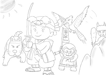 桃太郎｜高齢者・子供用無料塗り絵プリント | ぬり絵の力